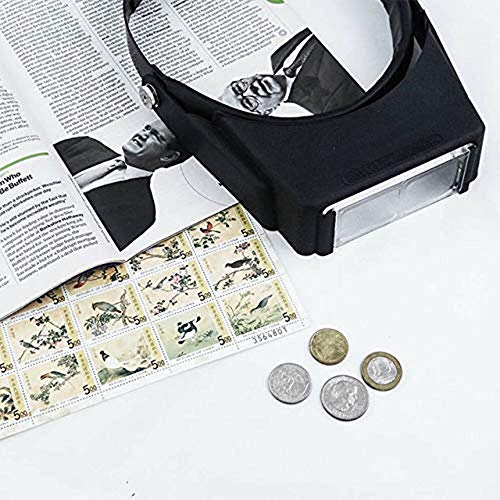 MagDepo Headband Magnifying Glass No Screw with 4 Replaceable Lenses & Cleaning Cloth Handsfree Magnifier Loupe Jewelry Visor for Work, Jewelry Making, Watch Repairing, and Craft