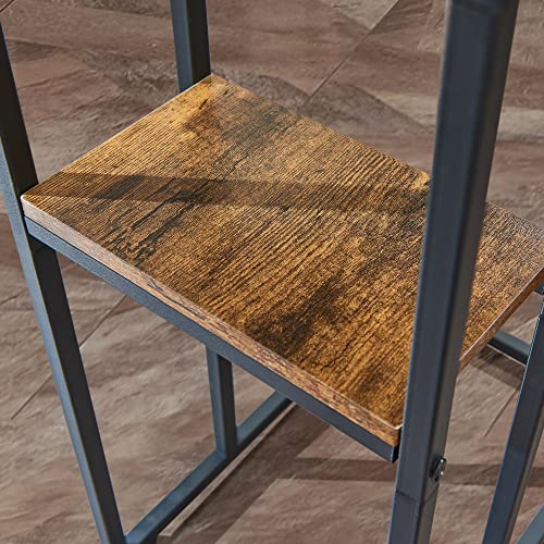 Somdot Side Table, Sofa End Table with Storage Shelf, C Shaped TV Tray Table, Serving Snack Table for Couch Bed, Easy Assembly - Rustic Brown/Black
