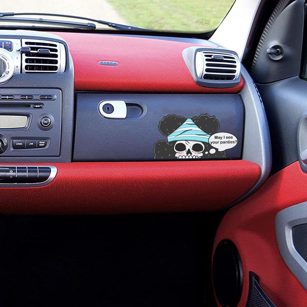 EARLFAMILY 5.1'' Car Stickers for Skull Baron Peeker Anime May I See Your Panties Window Door Funny Decal Waterproof Vinyl Car Accessories