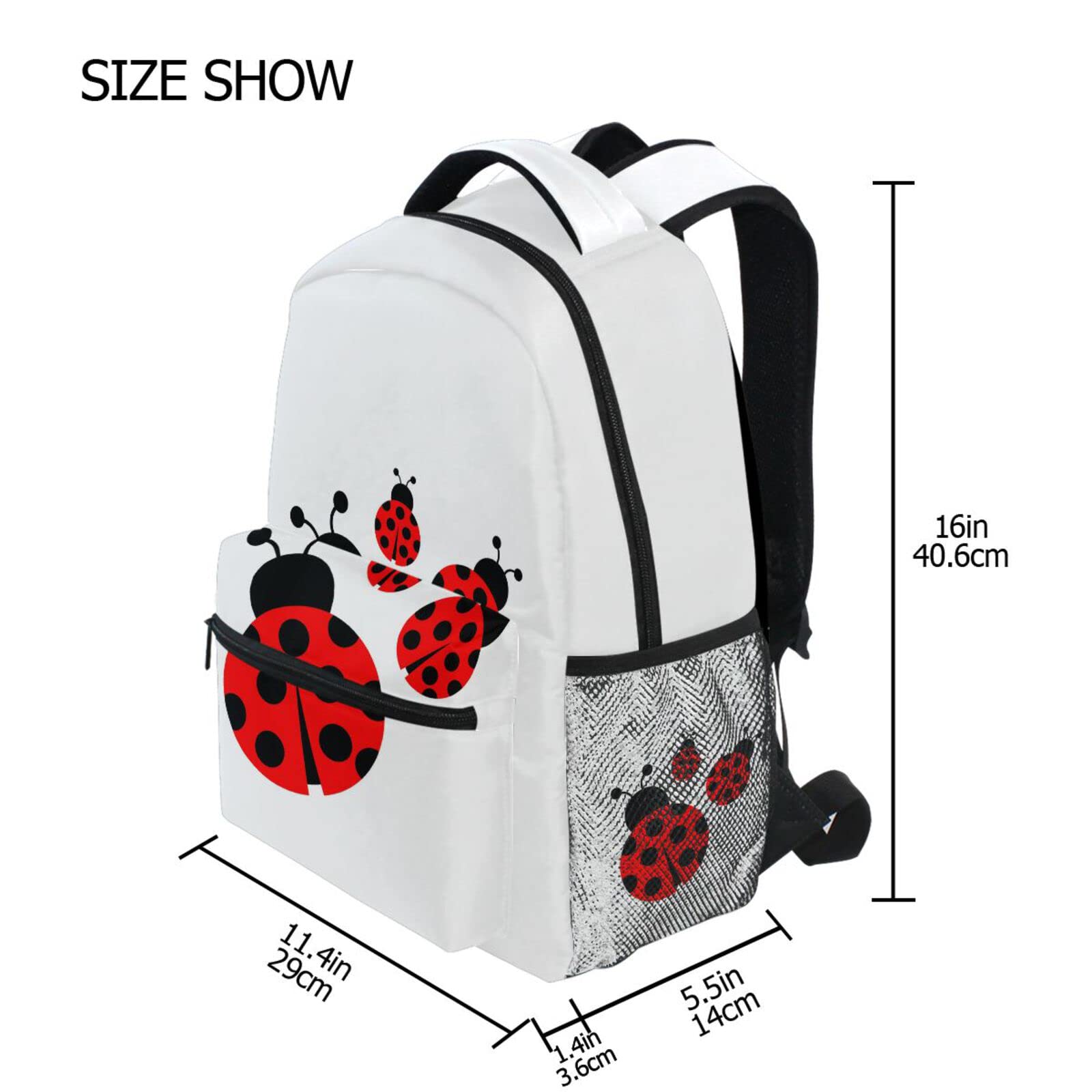 Krafig Ladybug Watercolor Boys Girls Kids School Backpacks Bookbag, Elementary School Bag Travel Backpack Daypack