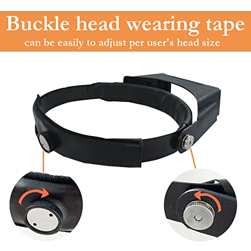 MagDepo Headband Magnifying Glass No Screw with 4 Replaceable Lenses & Cleaning Cloth Handsfree Magnifier Loupe Jewelry Visor for Work, Jewelry Making, Watch Repairing, and Craft
