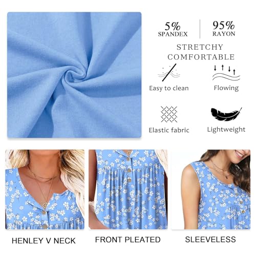 Aodemo Womens 2025 Summer Tank Tops Sleeveless Shirts Henley Tunic Ladies Flowy Casual Blouse for Leggings XL, Polka Dot Black