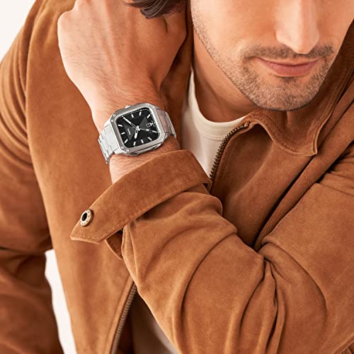 Fossil Men's Inscription Quartz Stainless Steel Three-Hand Watch, Color: Silver (Model: FS5933)