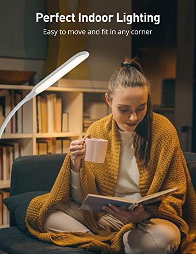 LED Floor Lamp, sympa Floor Lamp Features 4 Color Temperatures & 4 Brightness Levels, Standing Lamp with Adjustable Gooseneck, Touch Control, Stable Base Lamp for Living Room, Bedroom, Office