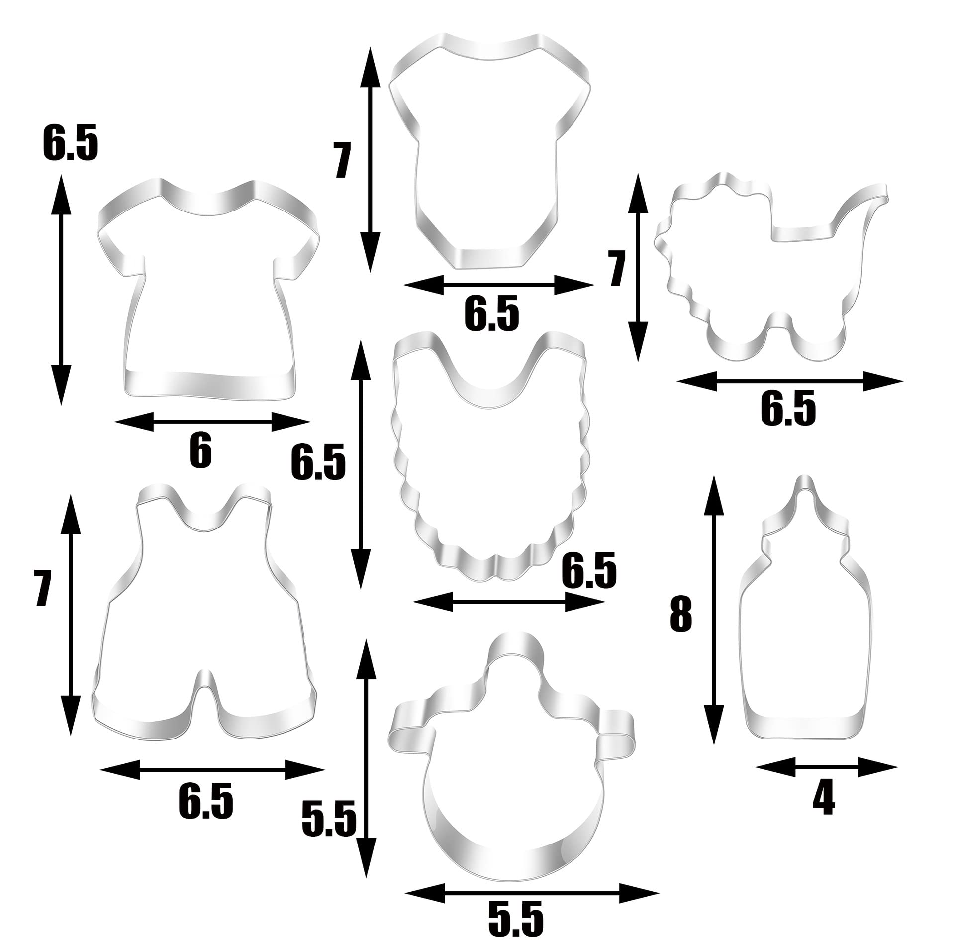Baby Party Cookie Cutter 7-piece Set, Baby-themed Party Bibs Pacifiers Pushers Bottles Bows Clothes Pants Combination, the Preferred Gift for Babies