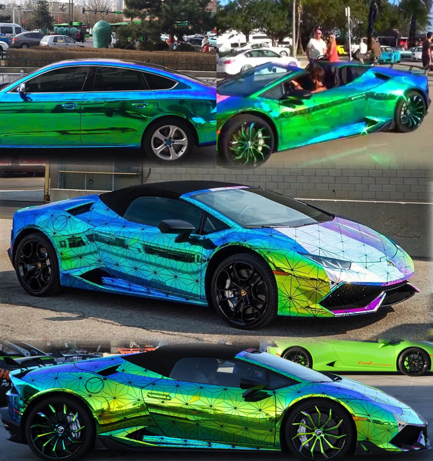 ASENDIWAY Holographic Rainbow Chrome Car Adhesive Vinyl Wrap Gloss Decal Sticker Film Sheet Air Bubble Free DIY Vinyl