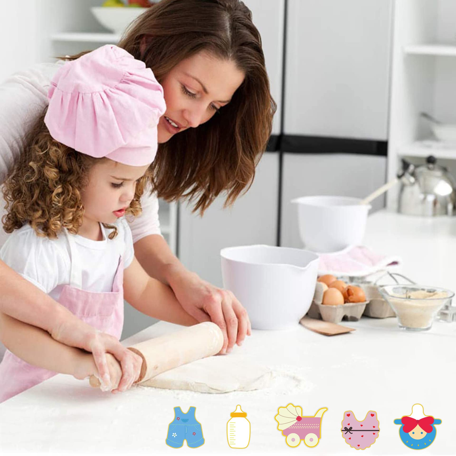 Baby Party Cookie Cutter 7-piece Set, Baby-themed Party Bibs Pacifiers Pushers Bottles Bows Clothes Pants Combination, the Preferred Gift for Babies
