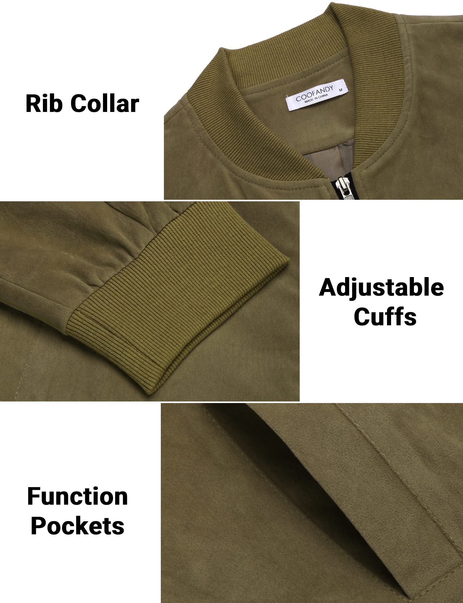 COOFANDY Mens Varsity Bomber Jacket Casual Lightweight Jackets Vintage Suede Coat