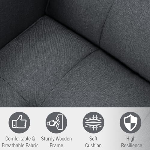 AVAWING Futon Sofa Bed, Modern Linen Fabric Convertible Upholstered Couch with Adjustable Back, Arms and High Strength Nylon Legs for Living Room, Apartment, Office (Grey)