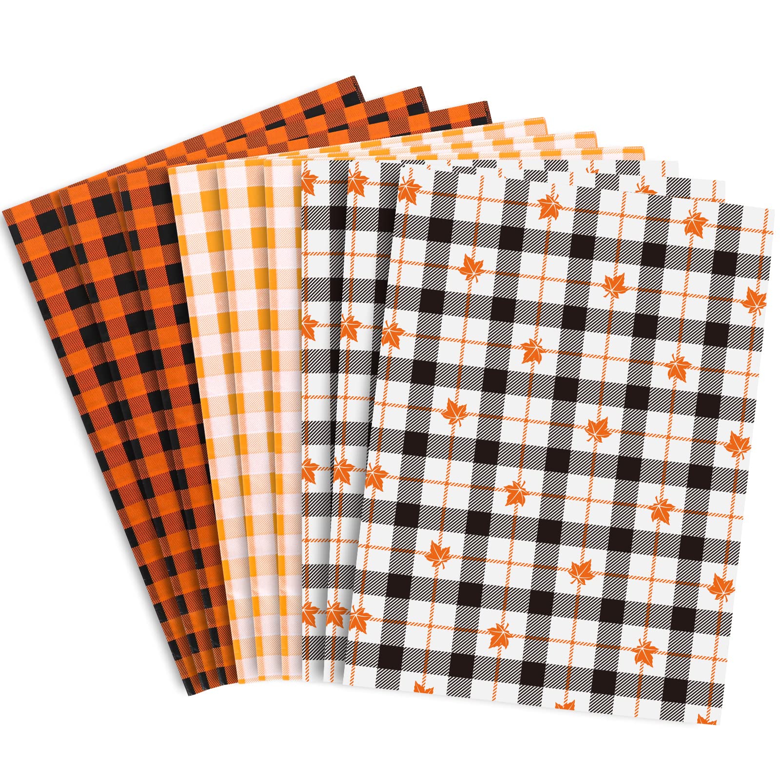 Whaline 90 Sheets Fall Tissue Paper Folded Flat Buffalo Plaid Wrapping Paper Maple Leaf Gift Wrapping Tissue Paper Thanksgiving Art Paper for Home DIY Gift Bags Party Favor Autumn Decor, 14 x 20inch