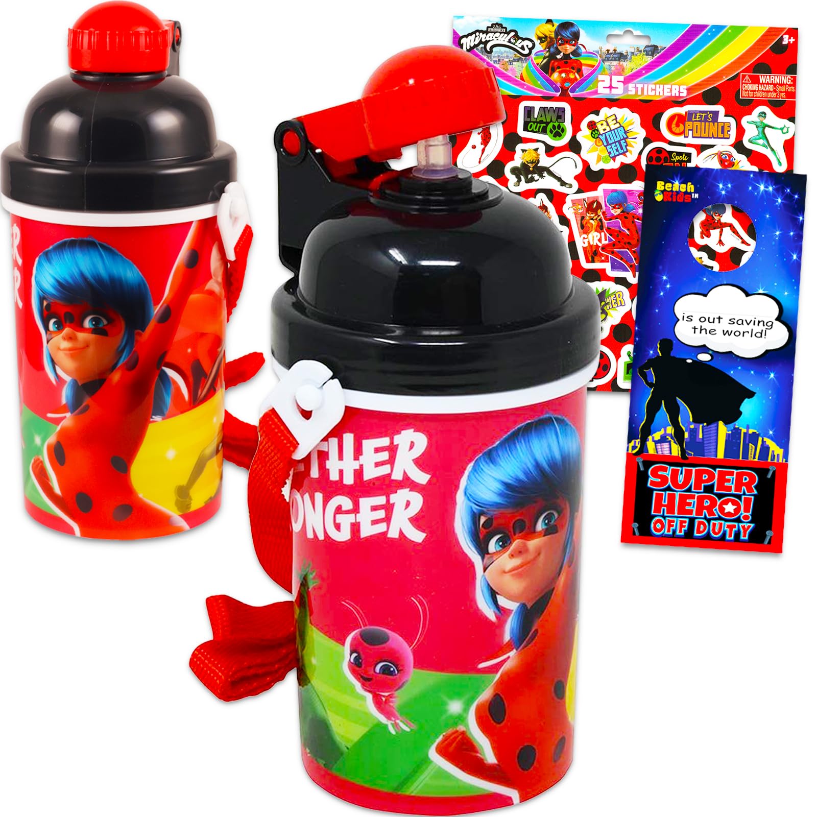 Crenstone Miraculous Ladybug Cup Set - 12oz Miraculous Ladybug Cup With Straw Bundle with Stickers, More | Miraculous Ladybug Party Supplies