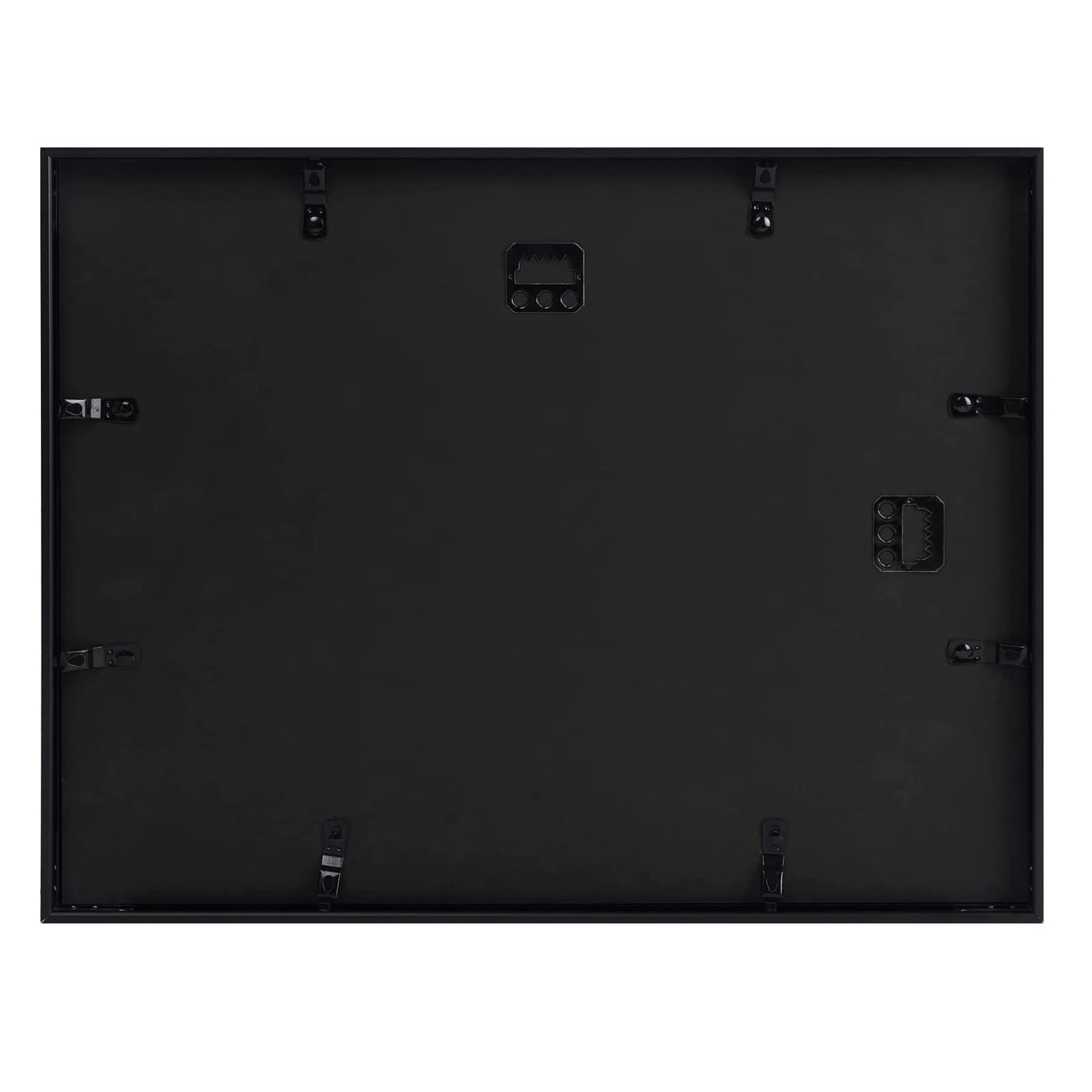 Frametory - 11x14 Aluminum Collage Picture Frame - Display 5x7 Pictures with 2 Openings Mat - Real Glass Front - Horizontal/Vertical Wall Mount - Black 1 Pack