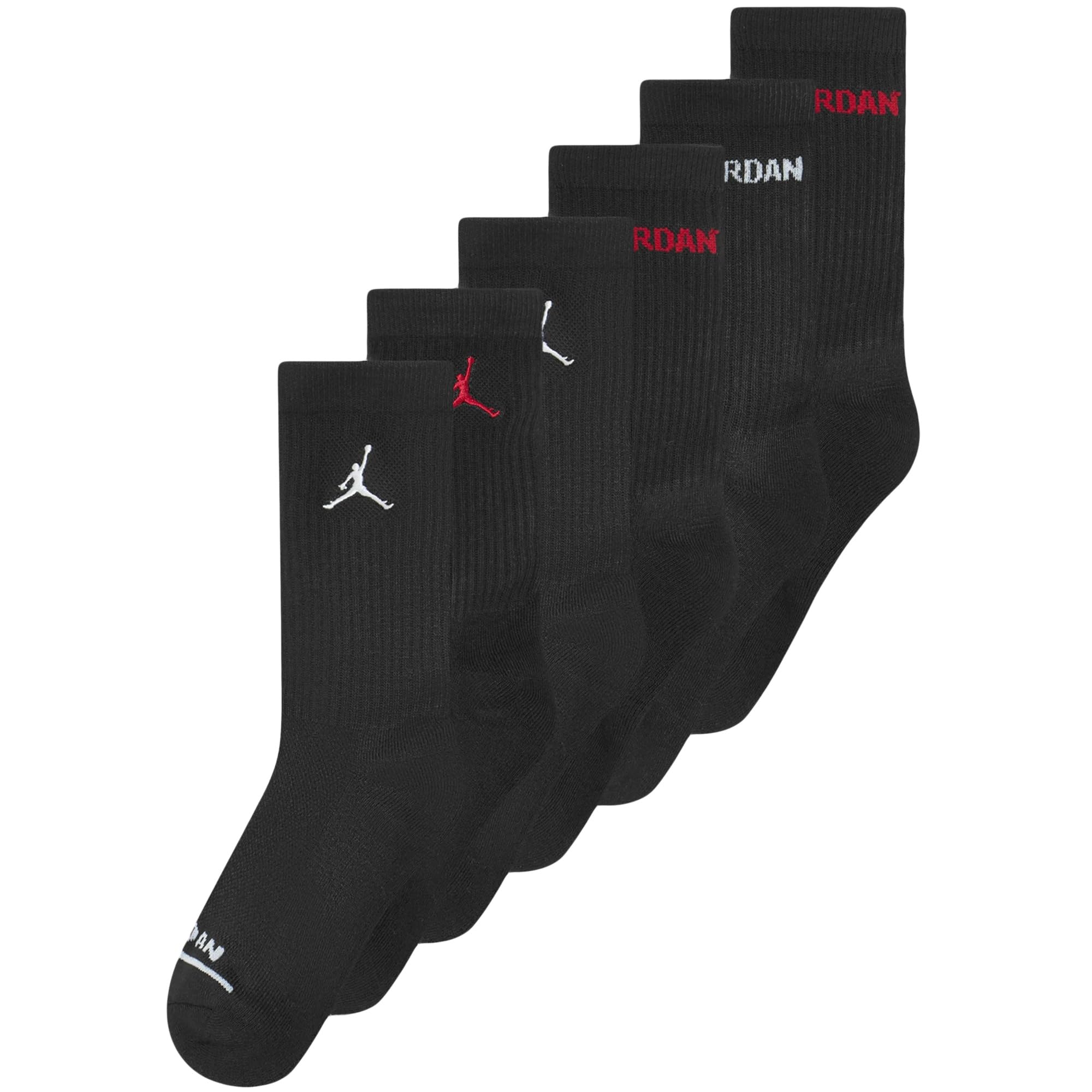 Jordan Baby Boy's Legend Crew 6-Pack (Infant/Toddler/Little Kids/Big Kids) Black 5-7 (Shoe Size 10-3 Toddler/Little Kid)