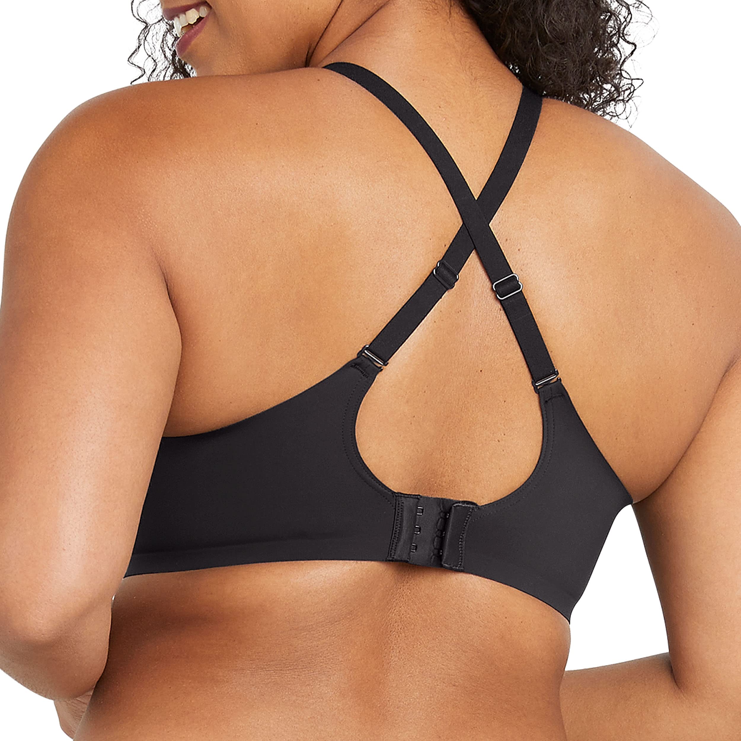 Maidenform Women's One Fab Fit Wireless Demi Bra with Convertible Straps and Lightly Lined Cups, Black, 32DD