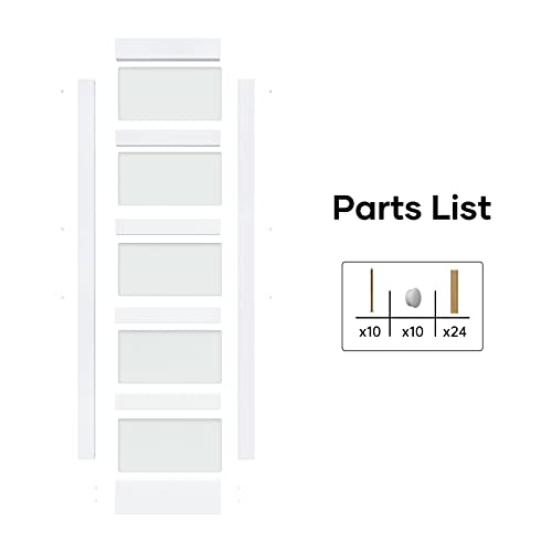 Finosen 32 in x 84 in Sliding Closet Door, 5-Lite Frosted Glass, LVL Wood Panel, PVC Surface, Assembly Needed Interior Doors for Bathroom, Living Room, White