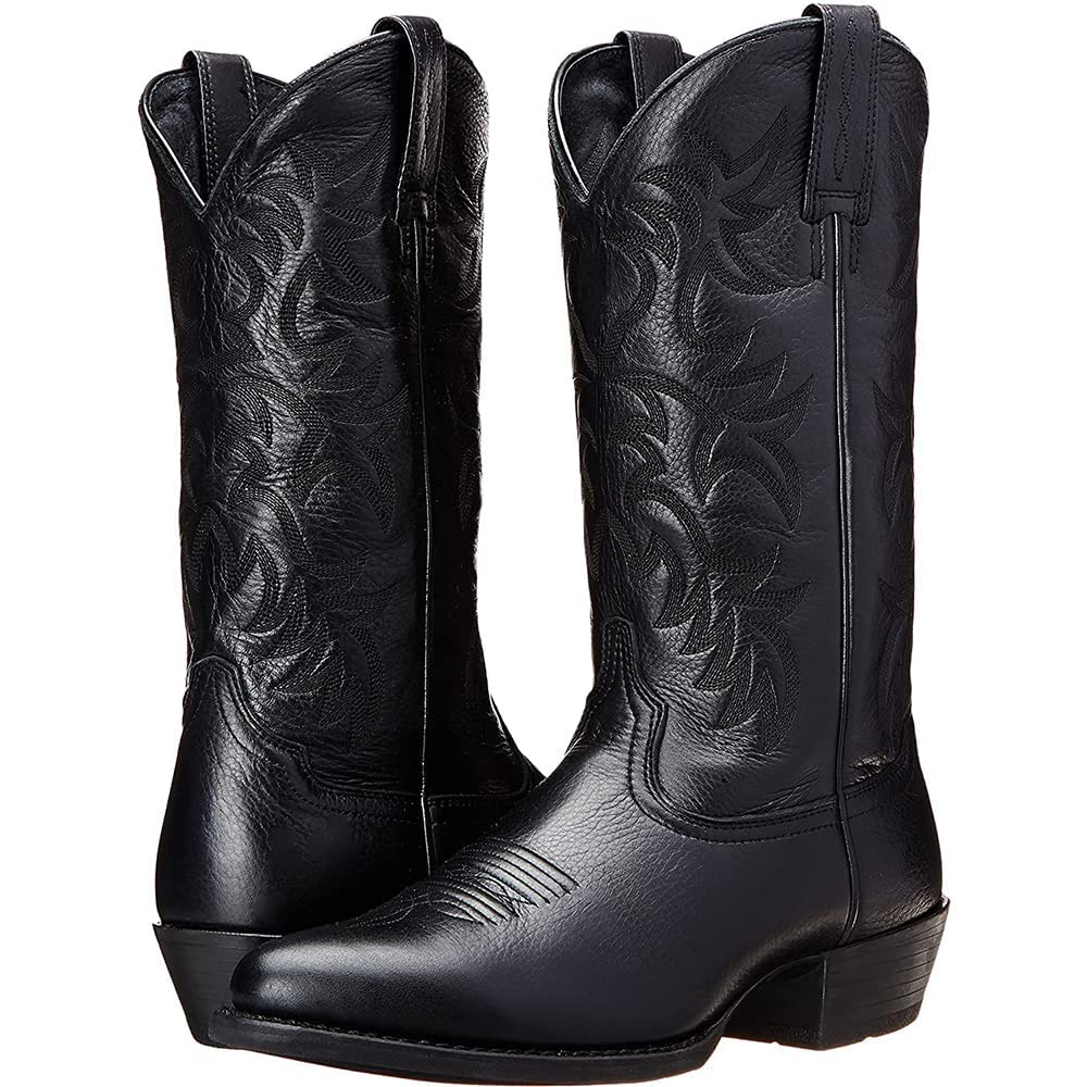 femflame Cowboy Boots for Men Square Toe Distressed Work boots Embroidered Western Boots Traditional Country Boot