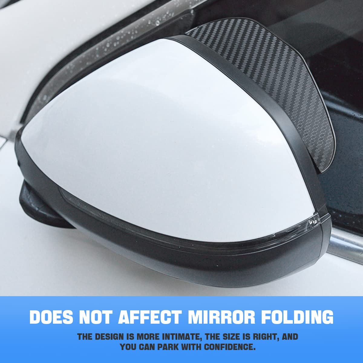 Blilo 2PCS Smoke Visor Guards for Car Side Mirrors - Waterproof Carbon Fiber Auto Rain Eyebrows for Cars, Trucks and SUVs - Universal Fit (Black)