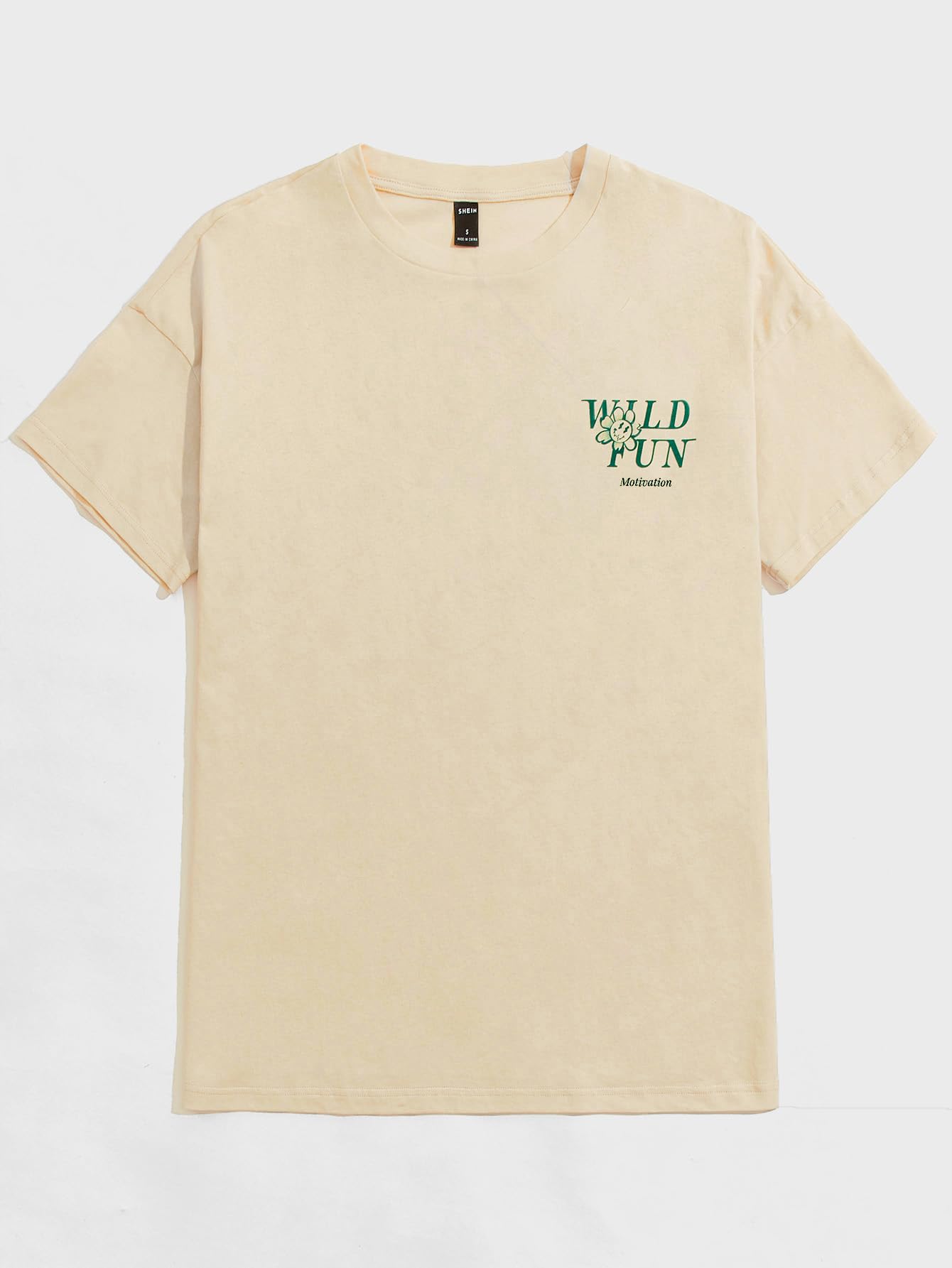 SOLY HUX Men's Graphic Letter Print Short Sleeve Tees Summer Casual Round Neck T Shirts Tops Beige S