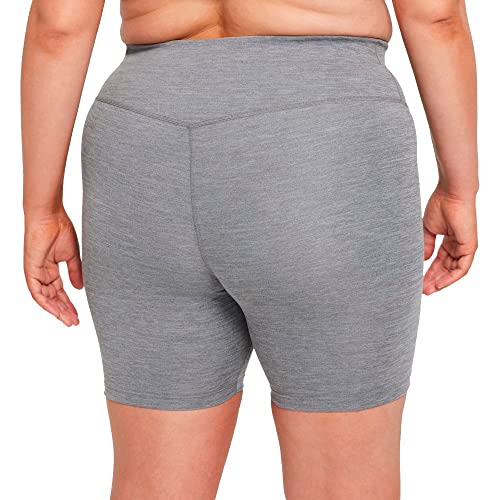 Nike Women's One Logo Mid-Rise Dri-Fit 7" Bike Shorts (as1, Alpha, m, Regular, Regular, Iron Grey/Heather/White, Medium)