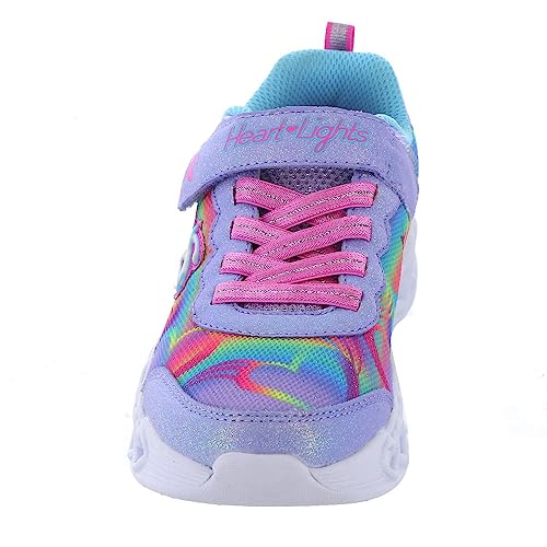 Skechers Kids Girls Infinite Heart Lights Sneaker, Lavender/Multi, 12 Little Kid