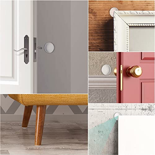 12 Pcs Door Stoppers Wall Protector, Door Knob Wall Shield, Clear Round Silicone Door Handle Bumpers, Reusable Self Adhesive Door Stops Shock Absorbent for Doors Knobs Handles Wall (Round)