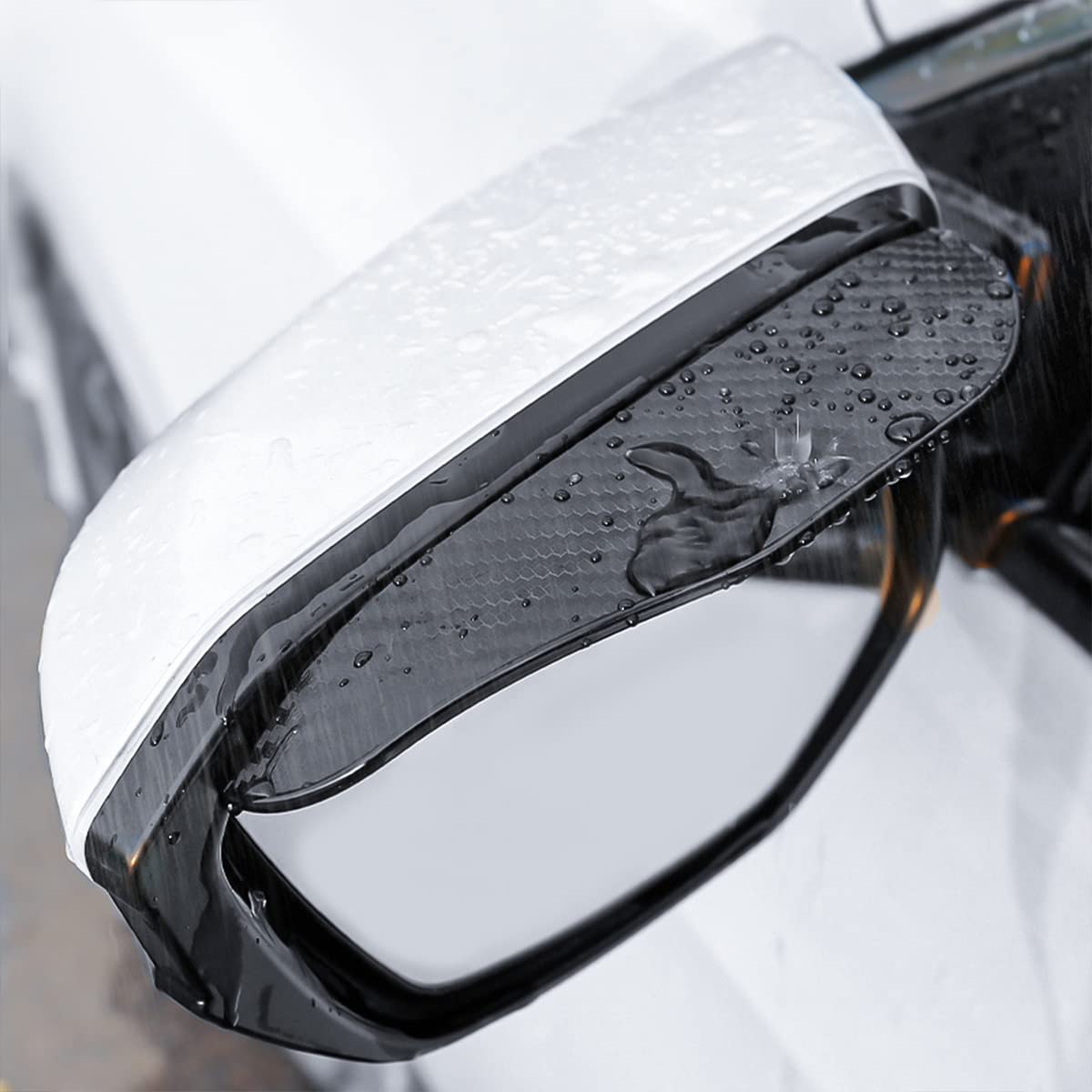 Blilo 2PCS Smoke Visor Guards for Car Side Mirrors - Waterproof Carbon Fiber Auto Rain Eyebrows for Cars, Trucks and SUVs - Universal Fit (Black)