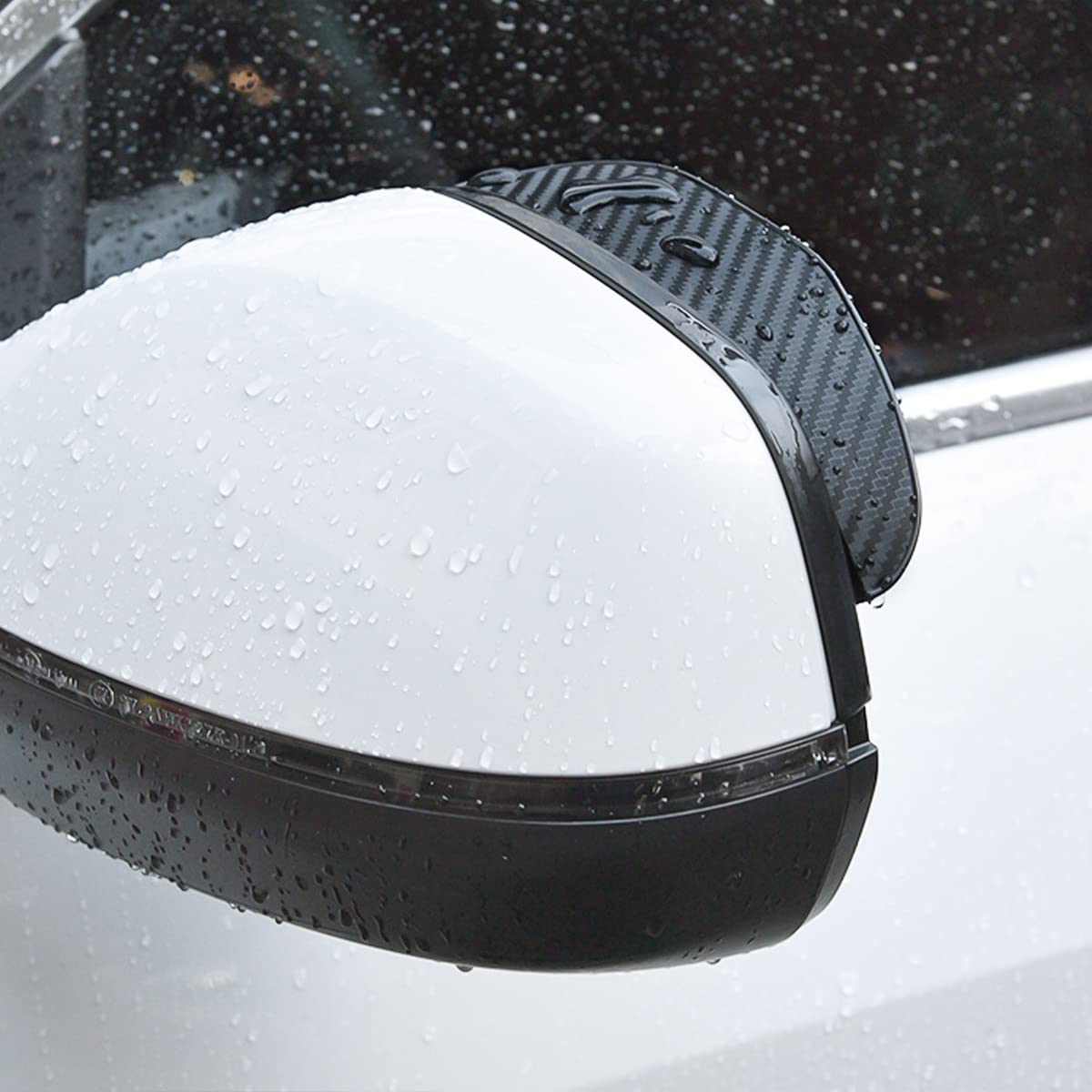 Blilo 2PCS Smoke Visor Guards for Car Side Mirrors - Waterproof Carbon Fiber Auto Rain Eyebrows for Cars, Trucks and SUVs - Universal Fit (Black)