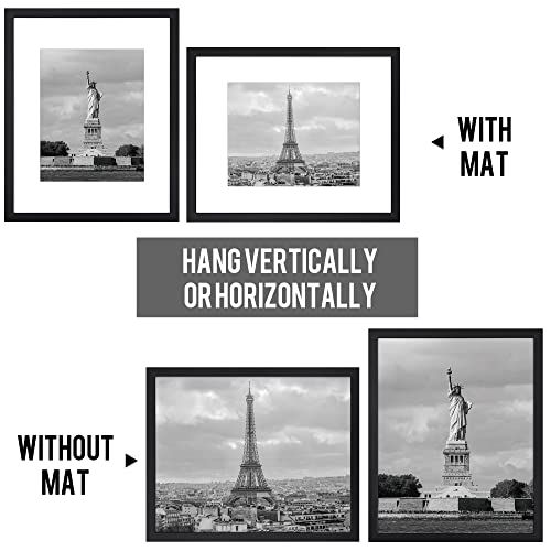 Fun Memories 16x20 Picture Frame Black Wood Poster Frame with Polished Plexiglass, Display Pictures 11x14 with Mat or 16x20 without Mat, Horizontal and Vertical Formats for Wall and Tabletop, 1 Pack