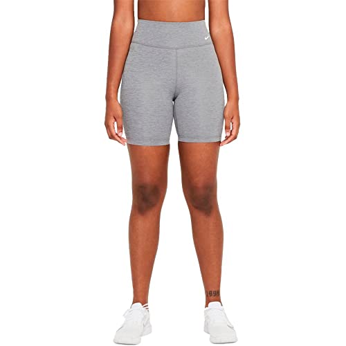 Nike Women's One Logo Mid-Rise Dri-Fit 7" Bike Shorts (as1, Alpha, m, Regular, Regular, Iron Grey/Heather/White, Medium)