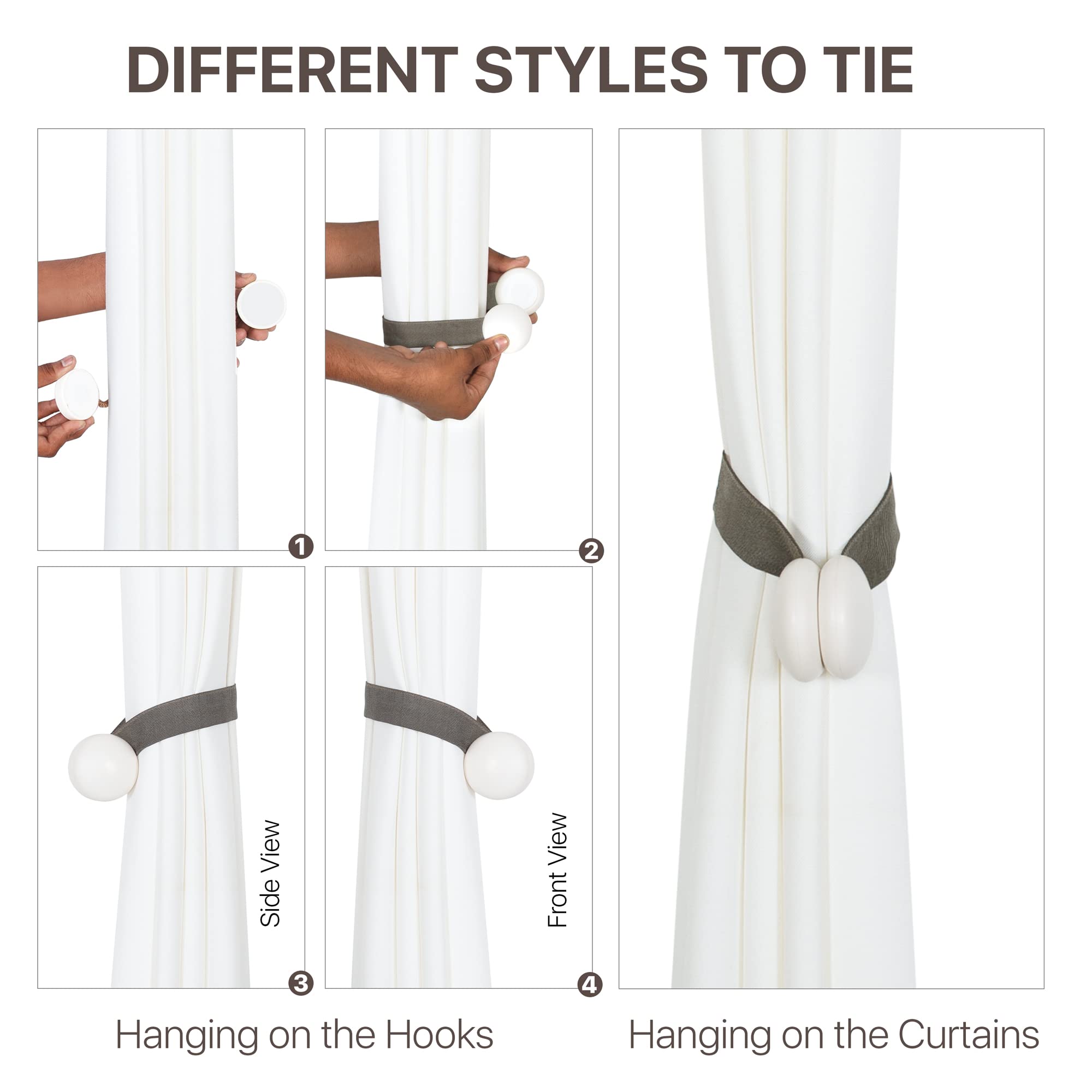 Curtain tiebacks - Magnetic Curtain Tieback Drape Fabric Tie Back for Door Draperies Home Office & Outdoor (1 Pc, Moss)- Deco Window