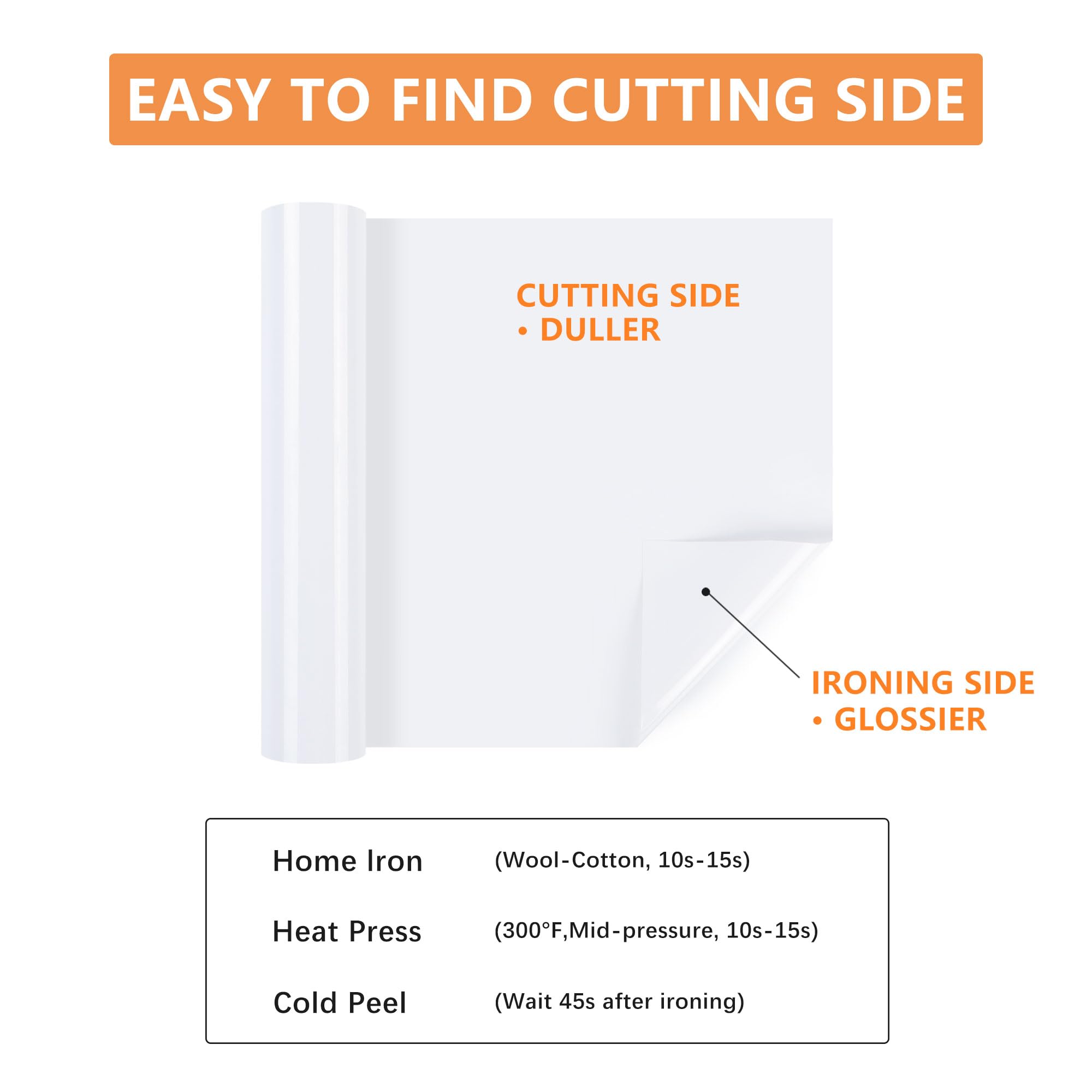 HTVVETUR White HTV Iron on Vinyl 12Inch by 35ft Heat Transfer Vinyl for T-Shirt HTV Rolls for All Cutter Machine - Easy to Cut & Weed (35ft, White)