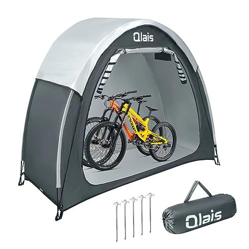 Qlais Outdoor Bike Storage Shed, Portable Bicycle Storage Cover, 210D Waterproof Silver Coated Oxford Bike Cover, Foldable Bicycle Shelter for Outfoor (Large)