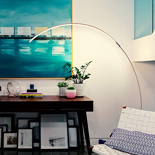 Brightech Sparq Arc Floor Lamp, Ultra Bright Lamp for Living Rooms & Offices โ 3-Way Dimmable Smart, Tall Contemporary Standing Lamp for Reading in Bedrooms - Silver