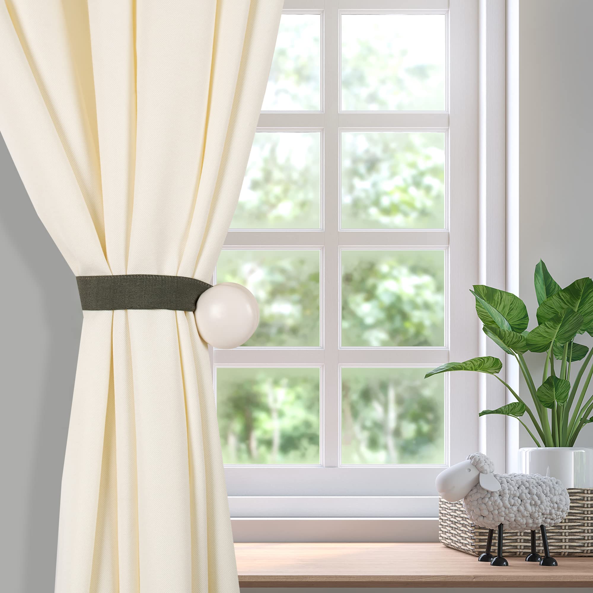 Curtain tiebacks - Magnetic Curtain Tieback Drape Fabric Tie Back for Door Draperies Home Office & Outdoor (1 Pc, Moss)- Deco Window