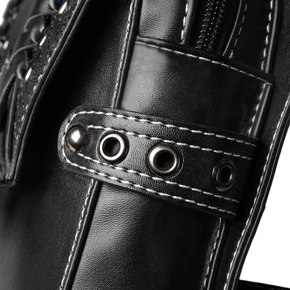 Gothic Waist Bag Fanny Pack Leather Steampunk Bag Purse Chain Leg Bag Crossbody Shoulder Messenger Hip Pouch (Black 038)