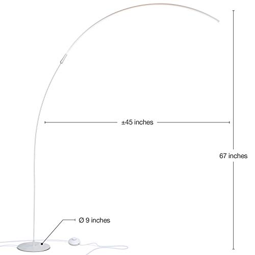 Brightech Sparq Arc Floor Lamp, Ultra Bright Lamp for Living Rooms & Offices โ 3-Way Dimmable Smart, Tall Contemporary Standing Lamp for Reading in Bedrooms - Silver