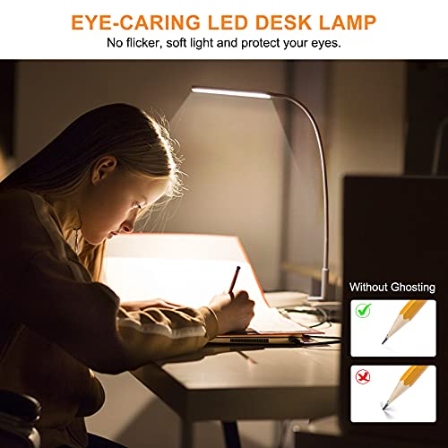 LED Desk Lamp, YOTUTUN Swing Arm Table Lamp with Clamp, Flexible Gooseneck Task Lamp, Eye-Caring Architect Desk Light, 3 Modes 10 Brightness Levels, Memory Function Desk Lamps for Home Office, 10W