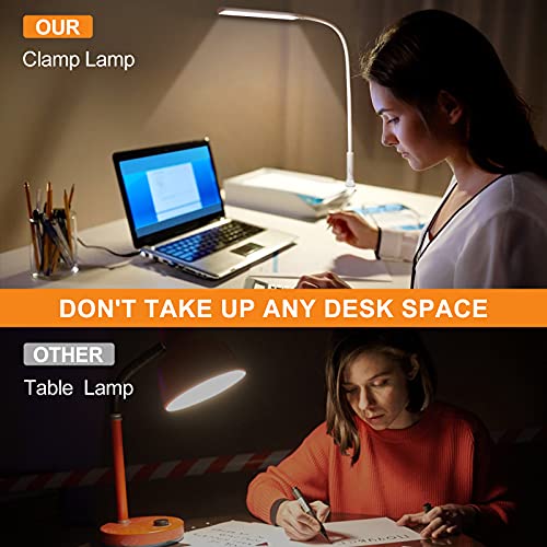 LED Desk Lamp, YOTUTUN Swing Arm Table Lamp with Clamp, Flexible Gooseneck Task Lamp, Eye-Caring Architect Desk Light, 3 Modes 10 Brightness Levels, Memory Function Desk Lamps for Home Office, 10W