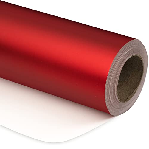 RUSPEPA Red Metallic Wrapping Paper - Solid Color Matte Paper Perfect for Wedding, Birthday, Christmas, Baby Shower - 30 Inches x 100 Feet