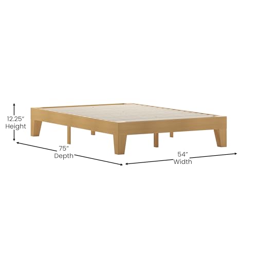 Flash Furniture Evelyn Wooden Platform Bed - Natural Pine Finish - Full - Wooden Slat Support - No Box Spring Required - Easy Assembly