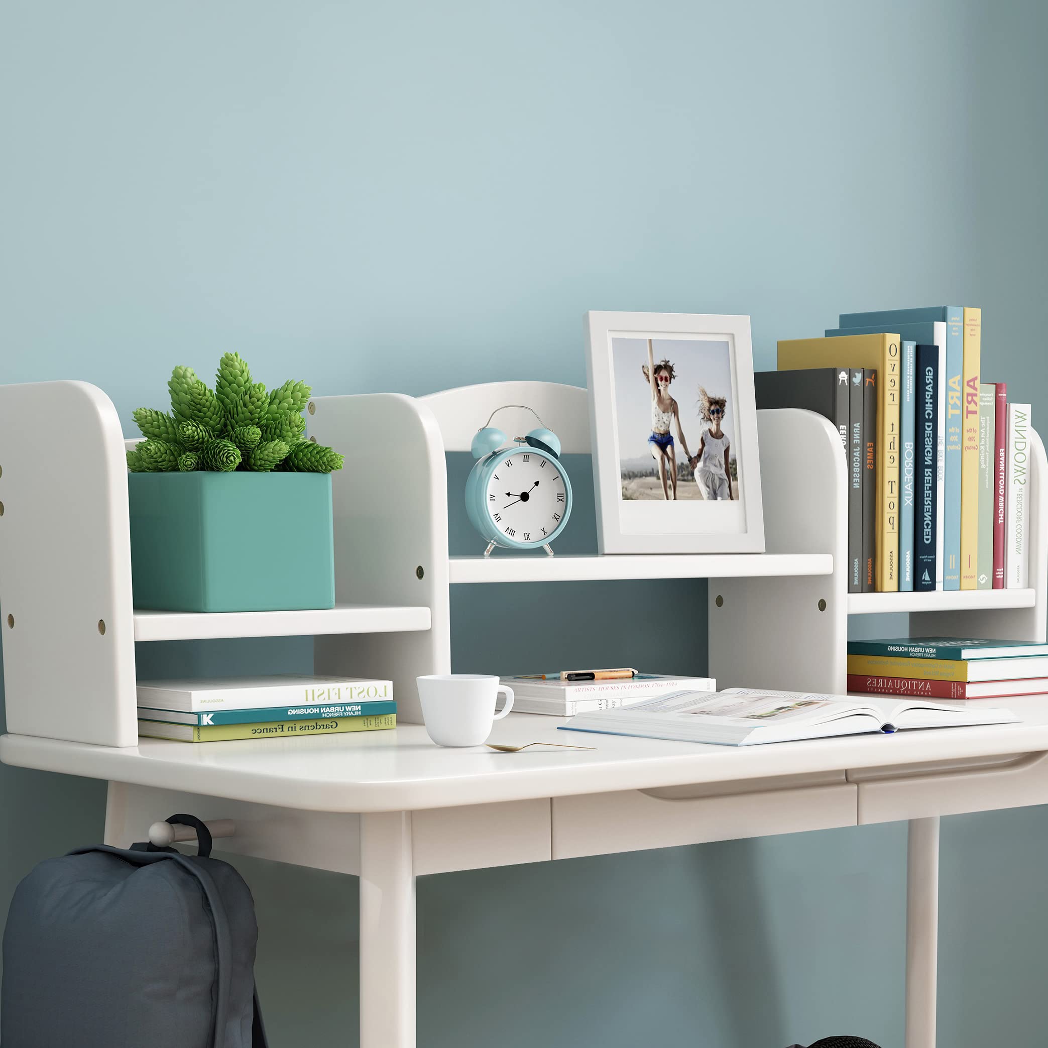BALANBO Kid's Desk Kid's Table with Drawers and Bookshelf Wooden Kid's Media Desk Student Learning Computer Workstation and Writing Desk (White…