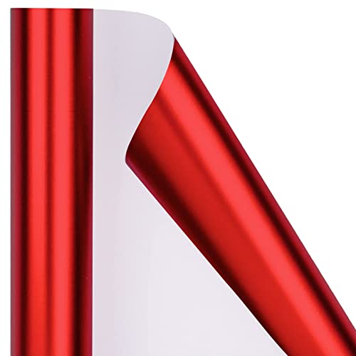 RUSPEPA Red Metallic Wrapping Paper - Solid Color Matte Paper Perfect for Wedding, Birthday, Christmas, Baby Shower - 30 Inches x 100 Feet