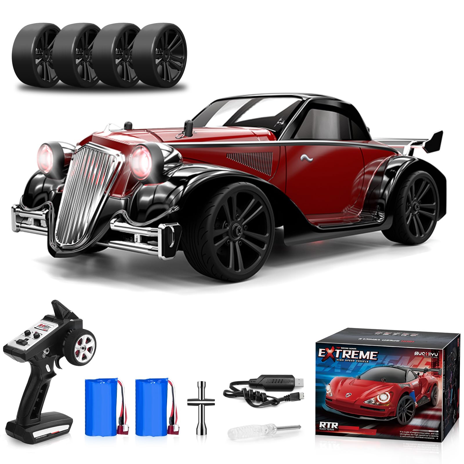 Desdoni RC Drift Car Full Proportional RTR Remote Control Car 1/16 Scale 38KM/H Fast 4WD RC Car 2.4Ghz with 6 Modes of Light 2Pcs Rechargeable Batteries Racing for Boys and Adults Gift
