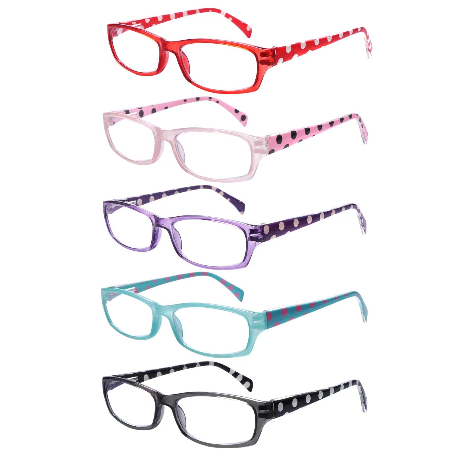MAEOWN 5 Pack Reading Glasses for Women, Blue Light Blocking Computer Readers, Ease Blurry Vision Dry Eyes Anti UV Glare (Multicolor, 3.00, x)