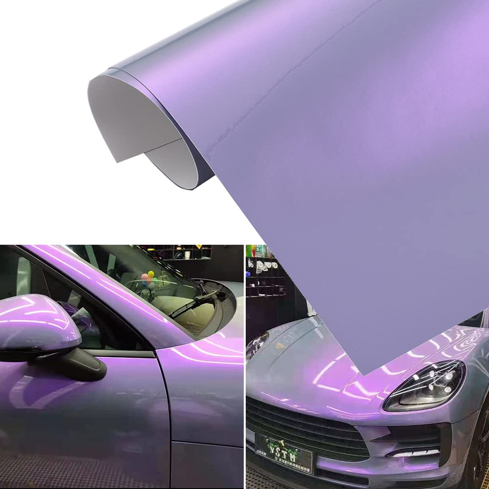 XhuangTech Chameleon Vinyl Wrap Grey to Purple Adhesive Car Body Film Sticker Decal Sheet Roll Air Bubble Release DIY (Grey to Purple, 60" x 59FT (1.52M x 18M)