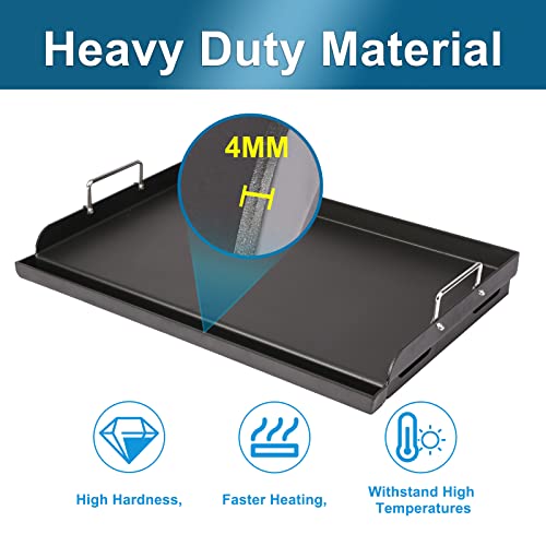 Utheer 25" x 16" Pre-Seasoned Nonstick Cast Iron Griddle for Gas & Charcoal Grills – Universal Flat Top with Grease Groove, Reinforced Ridges & High Sidewalls, Great for Parties, Camping & Tailgating