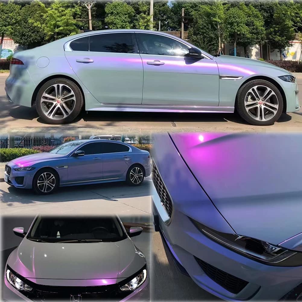 XhuangTech Chameleon Vinyl Wrap Grey to Purple Adhesive Car Body Film Sticker Decal Sheet Roll Air Bubble Release DIY (Grey to Purple, 60" x 59FT (1.52M x 18M)