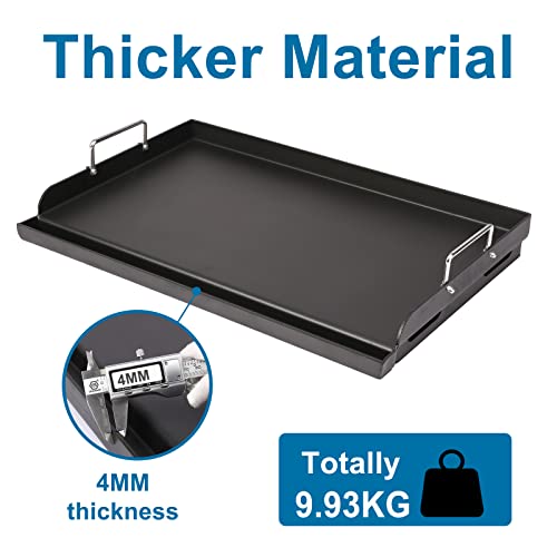 Utheer 25" x 16" Pre-Seasoned Nonstick Cast Iron Griddle for Gas & Charcoal Grills – Universal Flat Top with Grease Groove, Reinforced Ridges & High Sidewalls, Great for Parties, Camping & Tailgating
