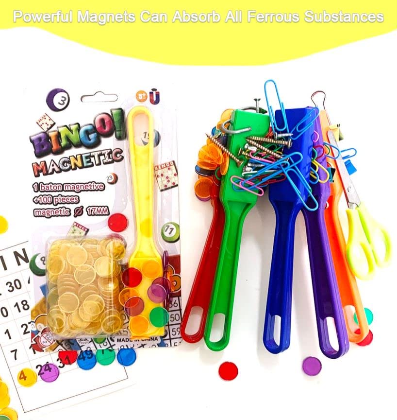 Dacefloy Magnetic Bingo Wand 7.5" Magnet Bar-1 Piece-Collect Tool for Paper Clips, Nails, Screws, Pins, Sewing Needles and Studs