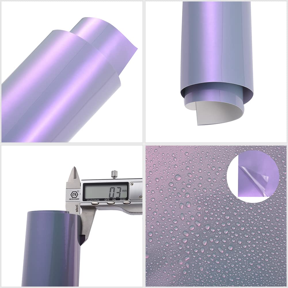 XhuangTech Chameleon Vinyl Wrap Grey to Purple Adhesive Car Body Film Sticker Decal Sheet Roll Air Bubble Release DIY (Grey to Purple, 60" x 59FT (1.52M x 18M)